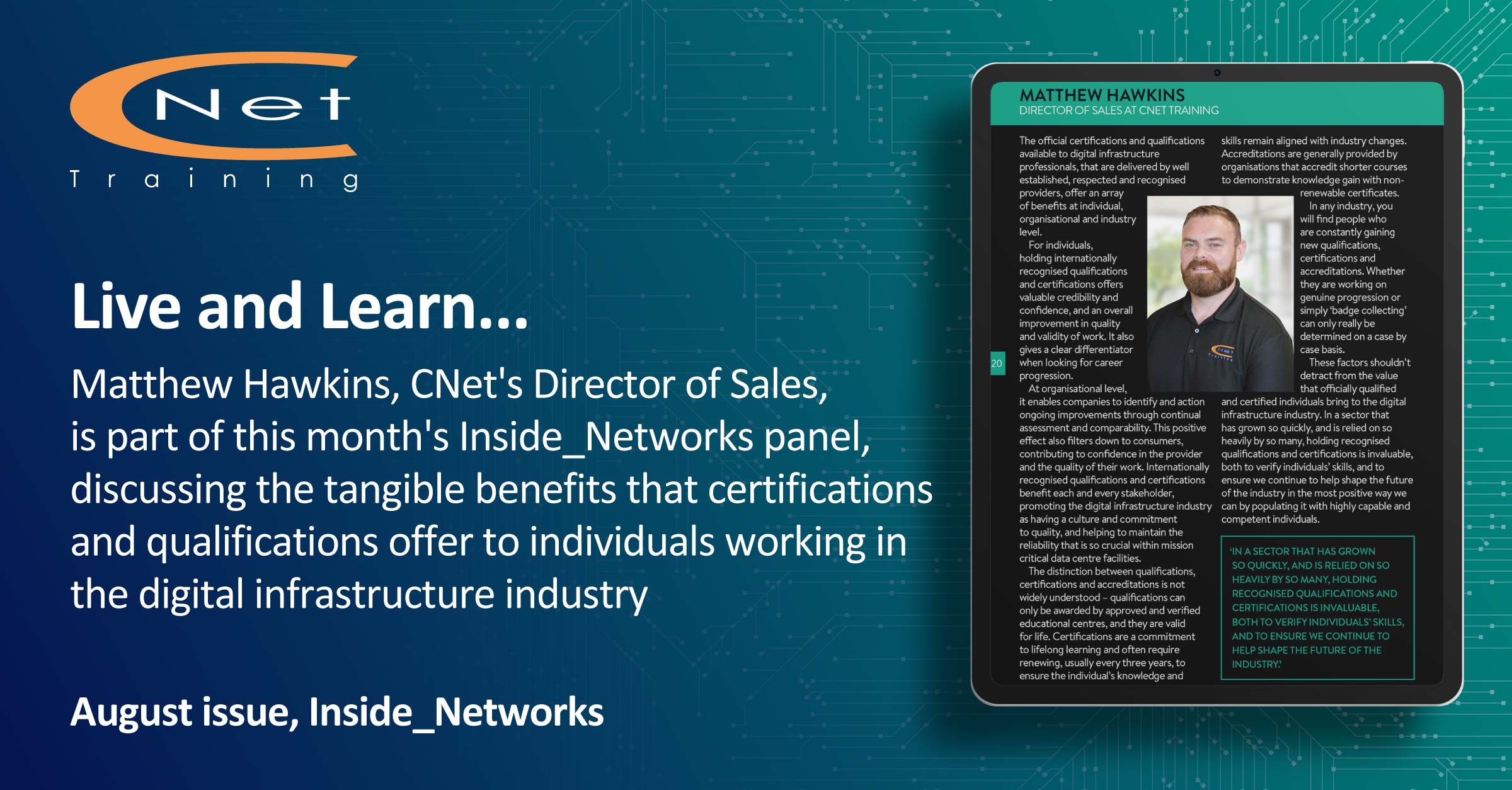 The Benefits of Certifications & Qualifications in August’s Edition of Inside_Networks | CNet ...