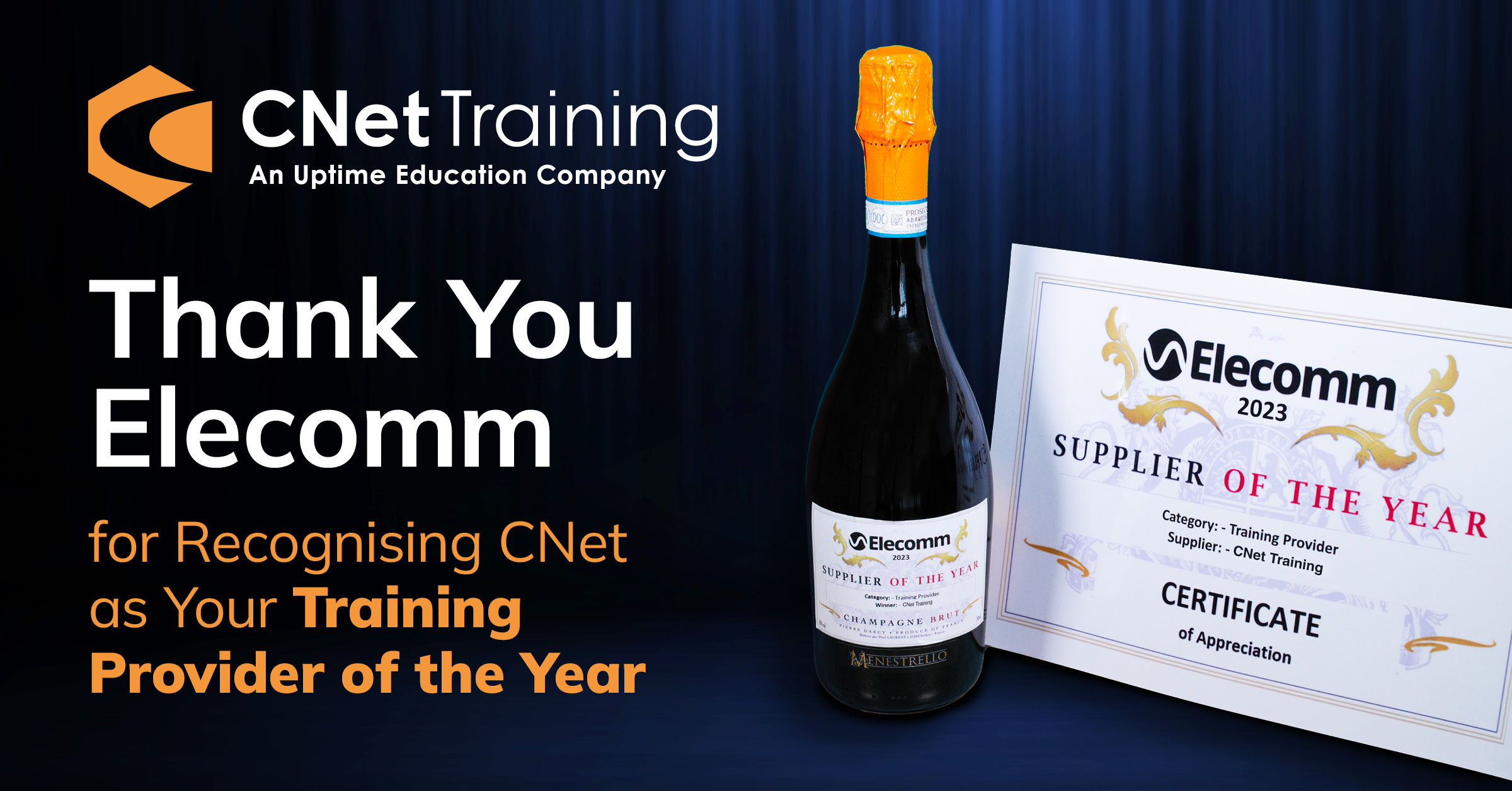 Elecomm Colleagues Vote CNet Training as Supplier of the Year | CNet Training