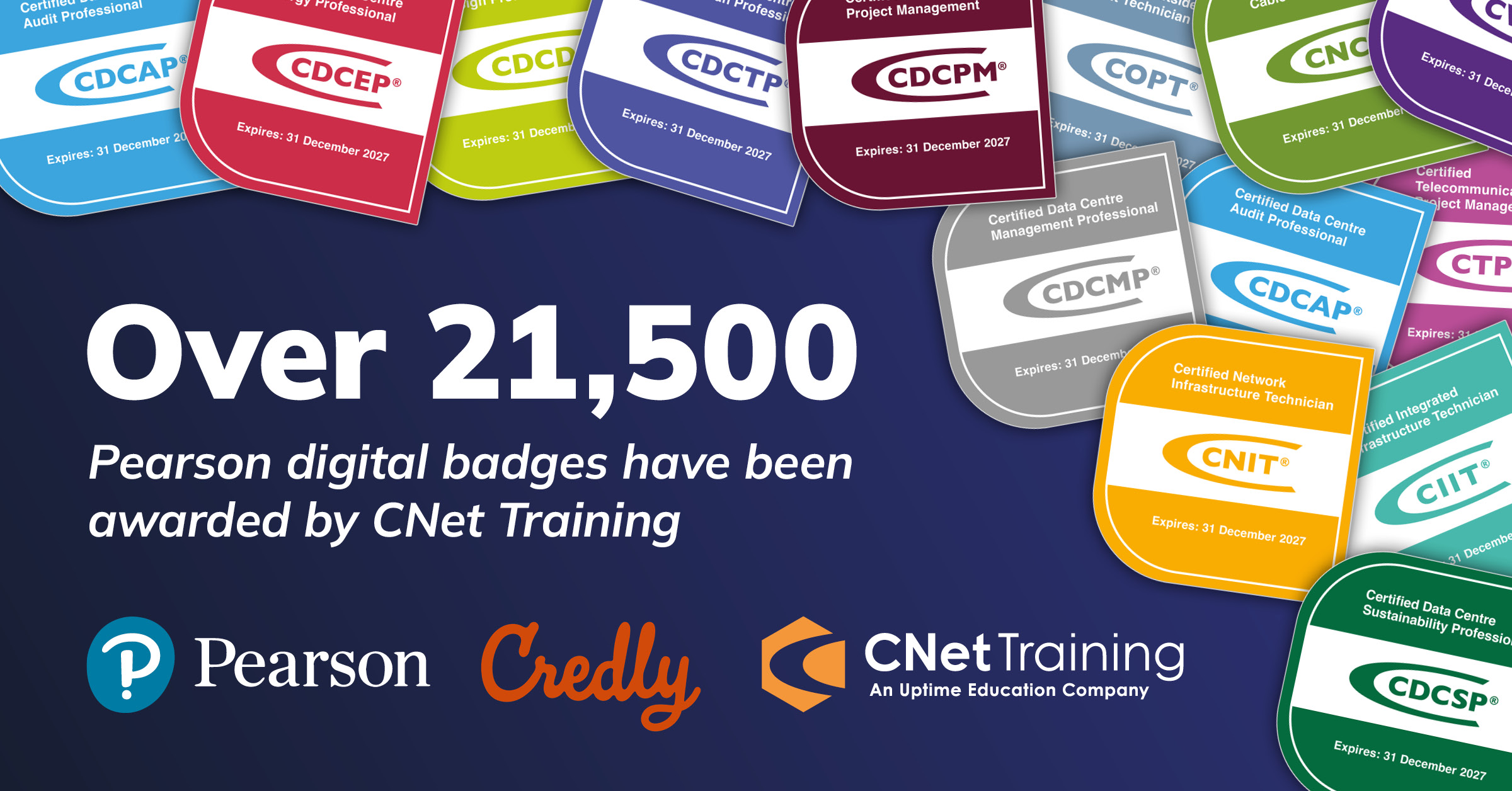 Pearson Credly Digital Badges – Over 21,500 Awarded | CNet Training